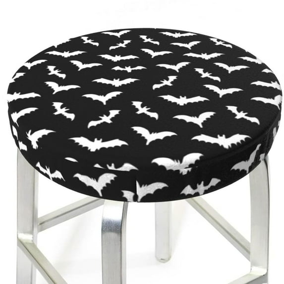 Bar Stool Covers - Bat halloween doodle cool black Stretch Round Seat ...