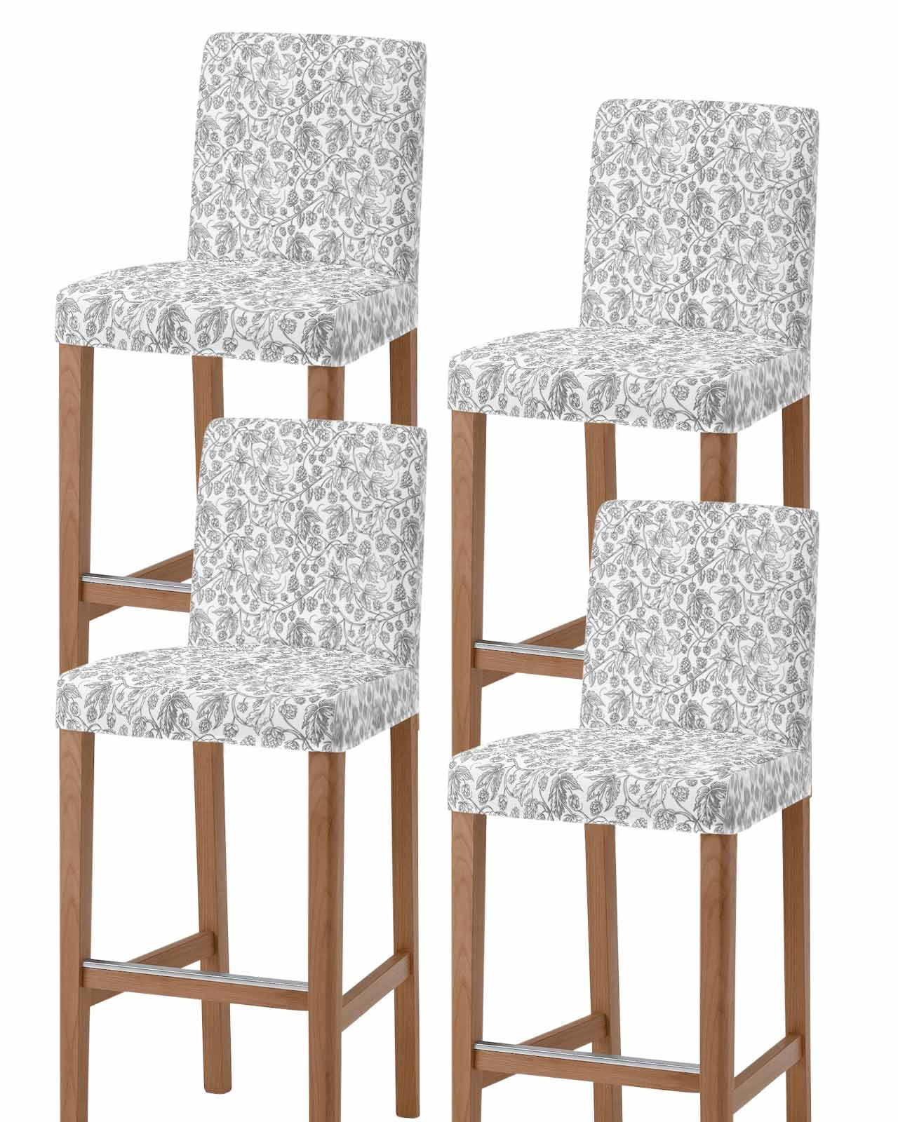 Bar Stool Covers Black White Floral Branch Bar Chair Cover Set of 4 ...