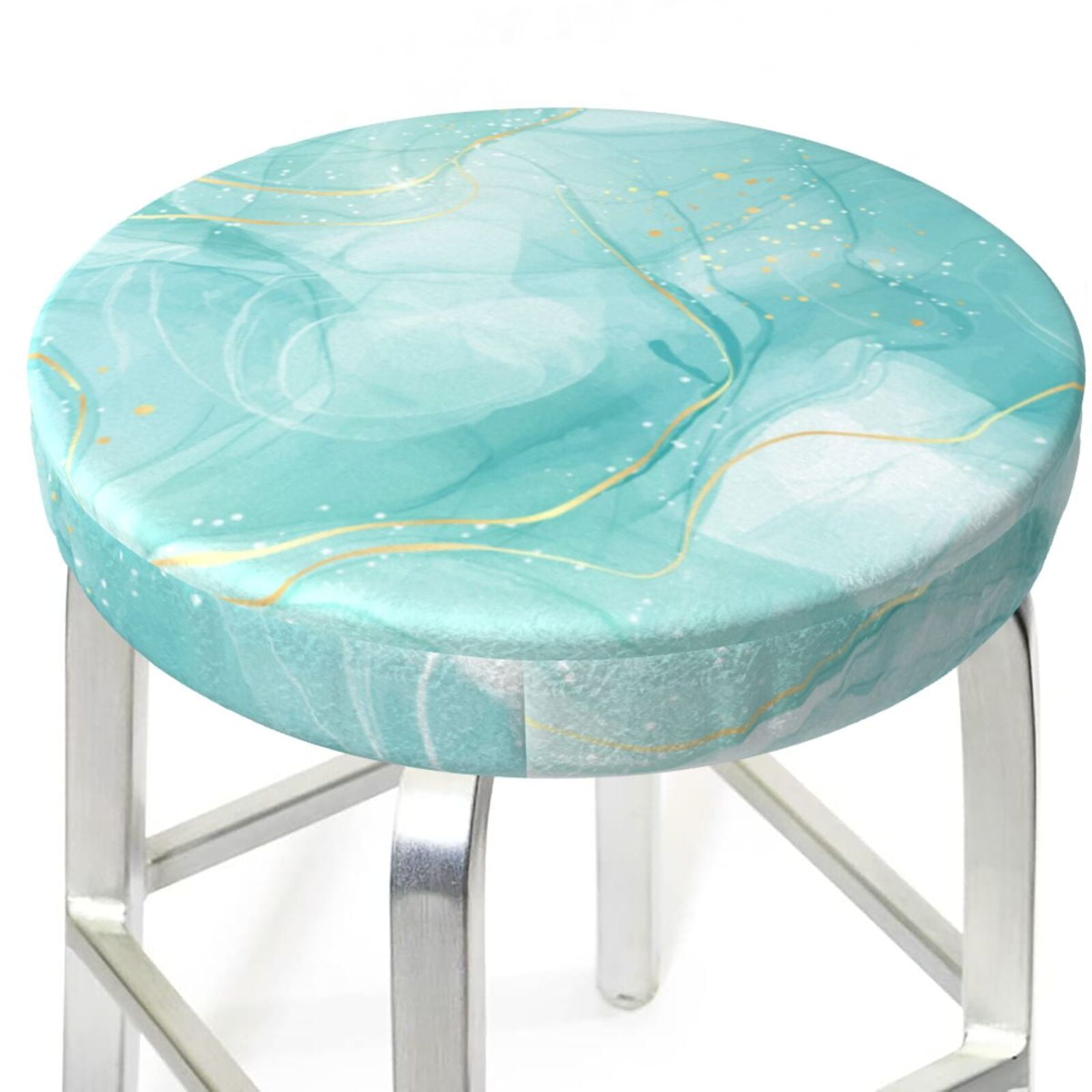 Bar Stool Covers - Blue Marble (2) Stretch Round Seat Covers with ...