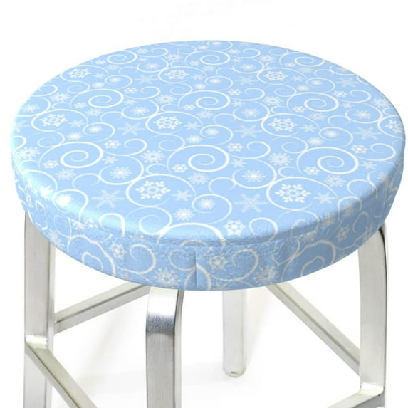 Bar Stool Covers - Blue snowflakes elegant Stretch Round Seat Covers ...