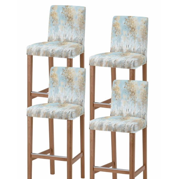 Bar Stool Covers Brown Forest Bar Chair Cover Set of 4 Stretch Elastic ...