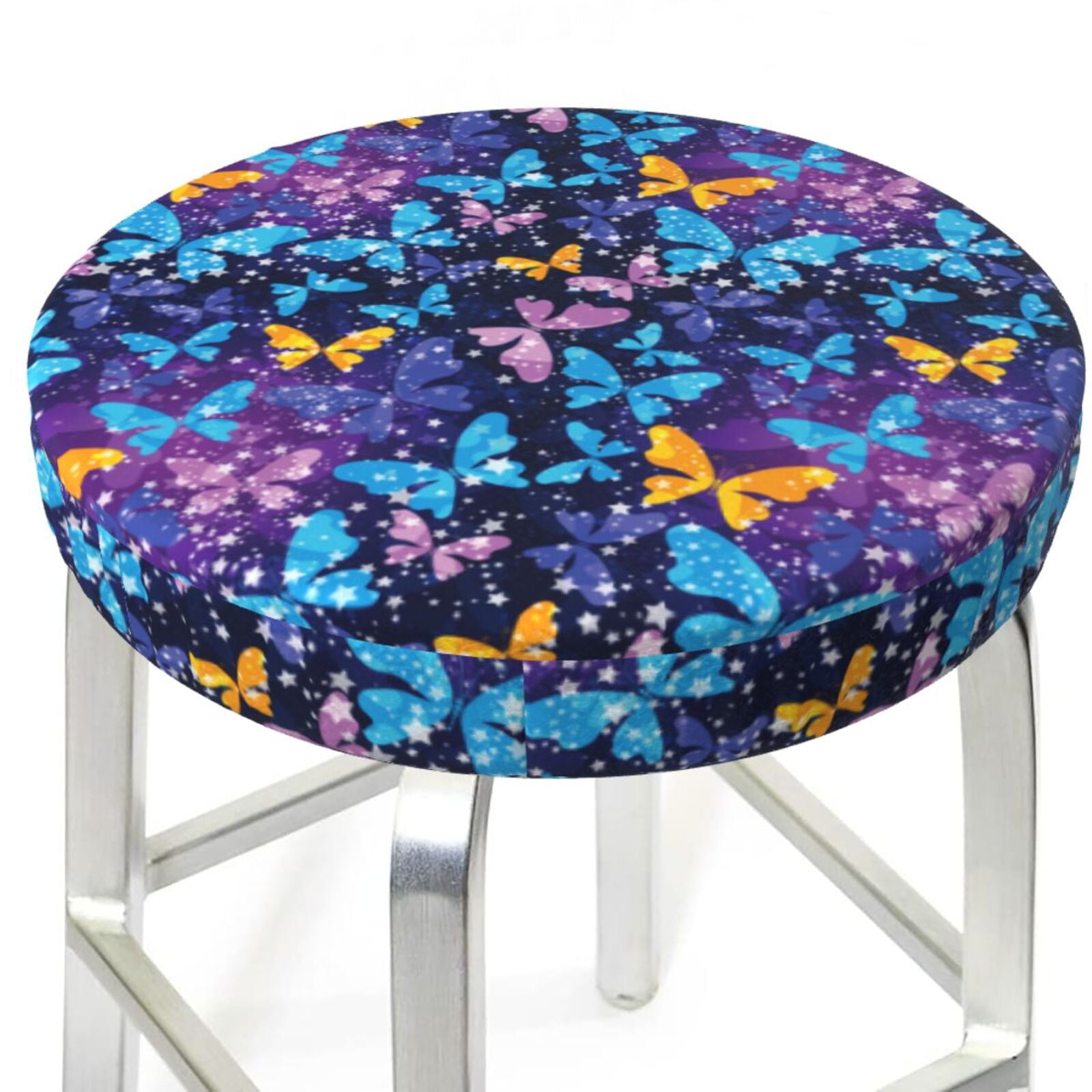 Bar Stool Covers - Butterflies Of The Starry Sky Stretch Round Seat ...