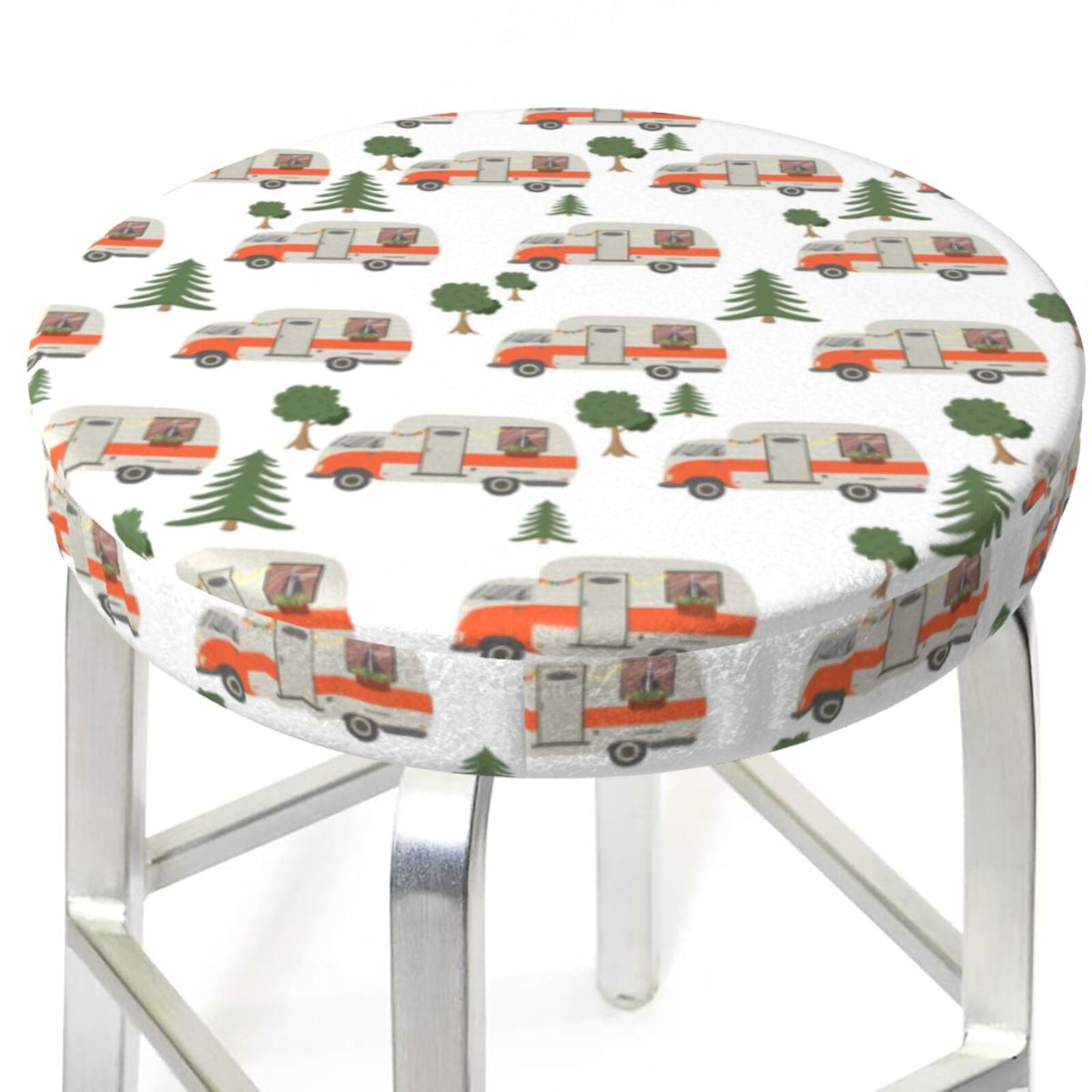 Bar Stool Covers - Camp Van Stretch Round Seat Covers with Elastic ...