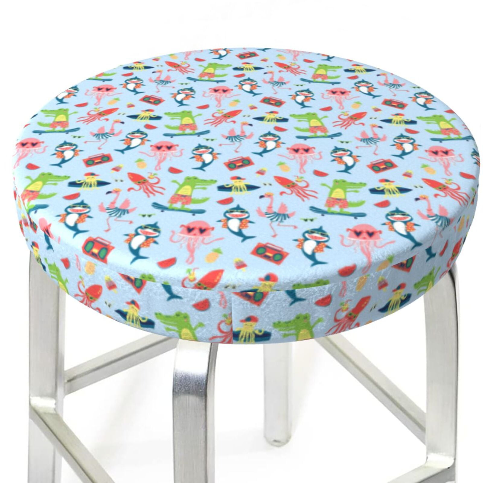 Bar Stool Covers - Cartoon Animals Stretch Round Seat Covers with ...