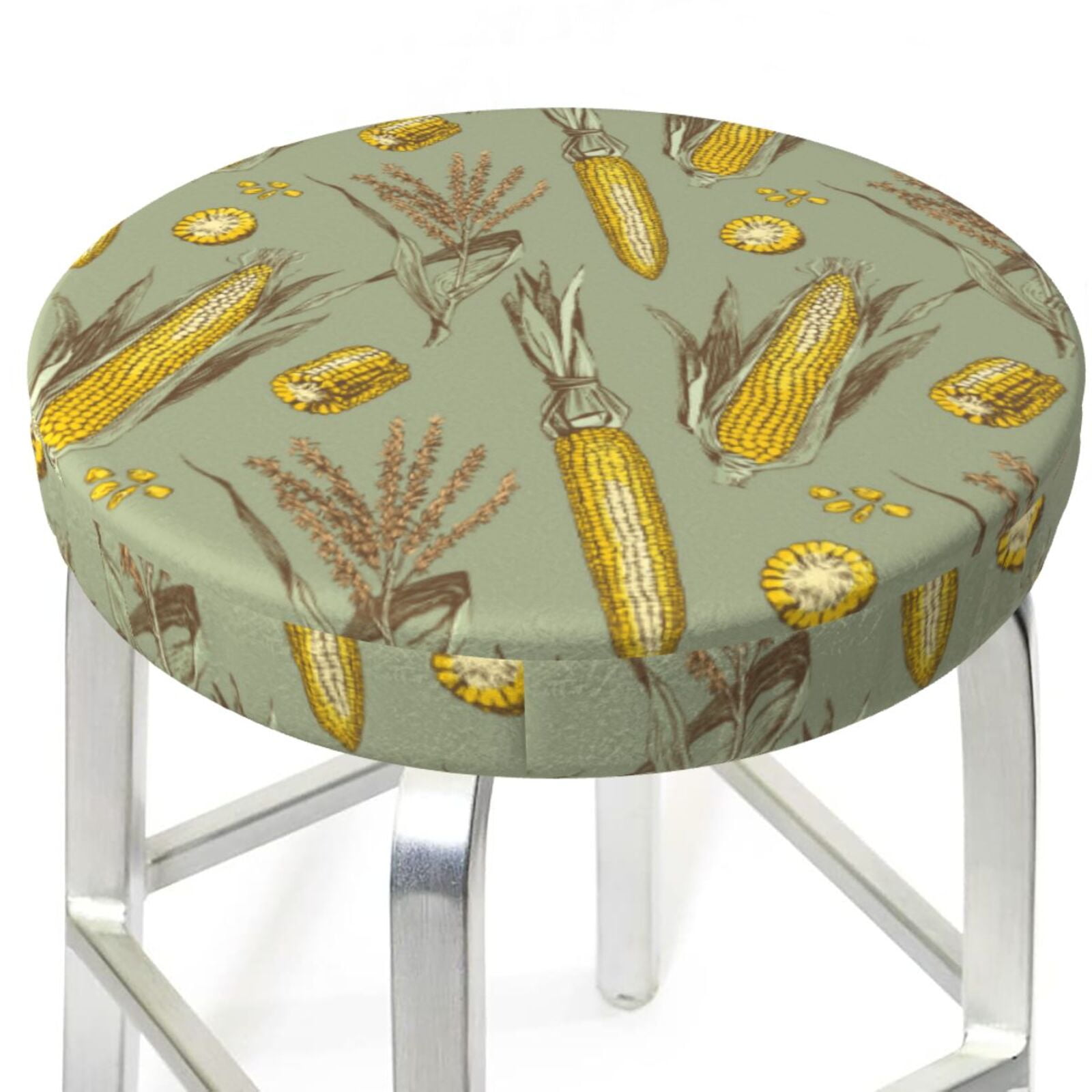 Bar Stool Covers - Cartoon Corn and Wheat Stretch Round Seat Covers ...