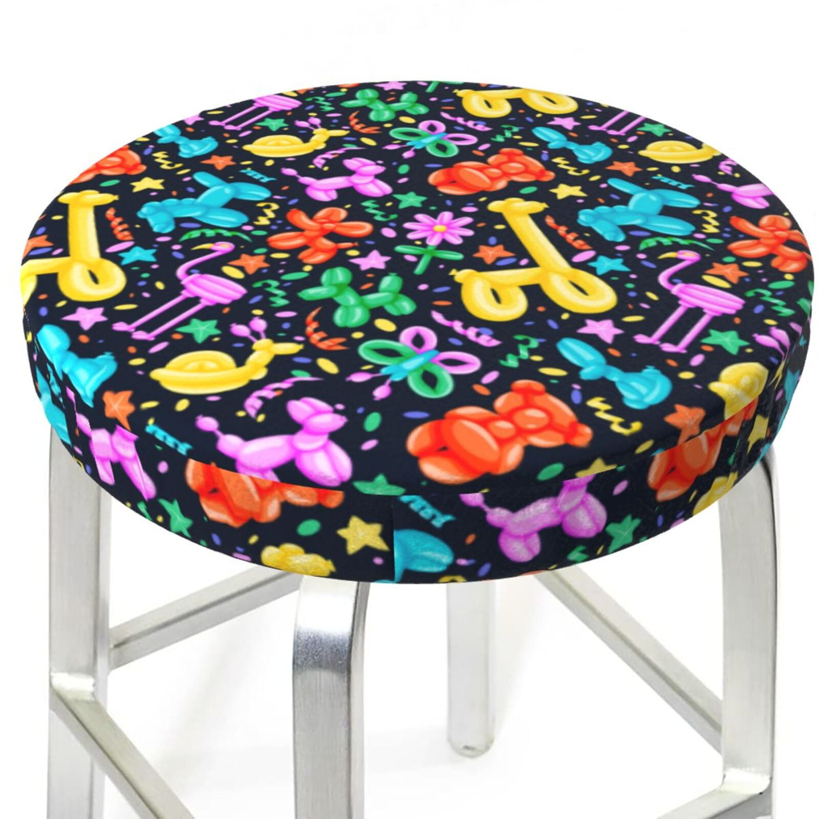 Bar Stool Covers - Colorful Air Balloons1 Stretch Round Seat Covers ...