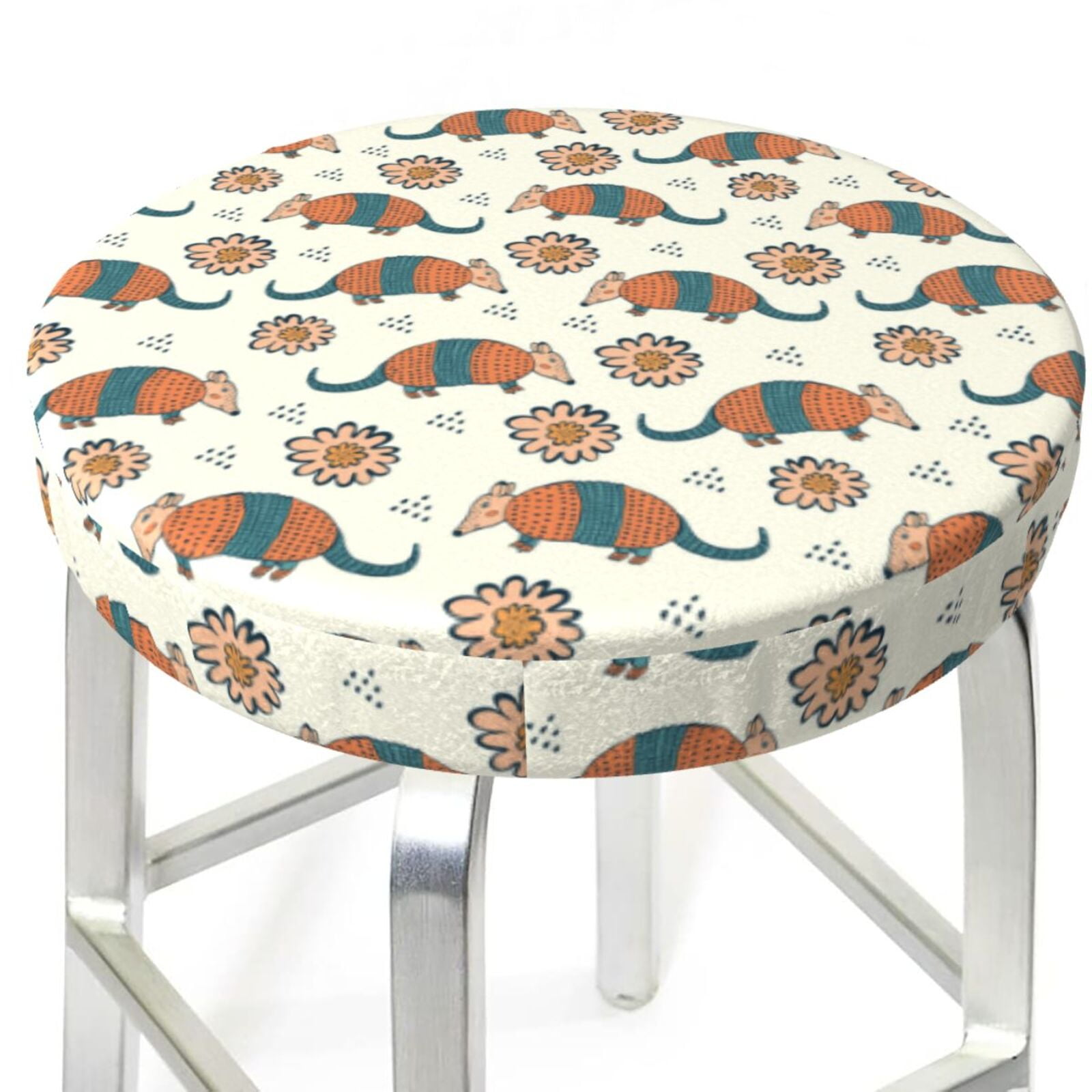 Bar Stool Covers - Colorful Armadillos1 Stretch Round Seat Covers with ...