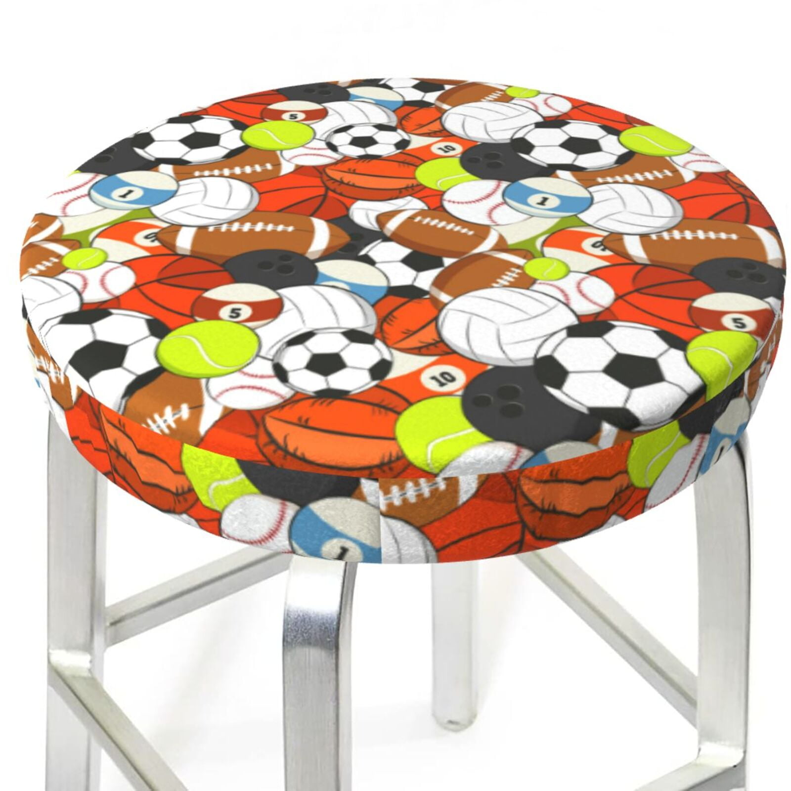 Bar Stool Covers - Colorful Balls Stretch Round Seat Covers with ...