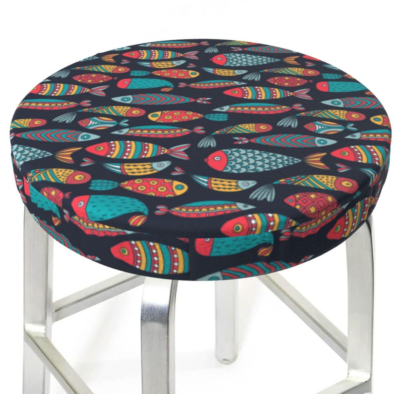 Bar Stool Covers - Colorful Fish Stretch Round Seat Covers with Elastic ...