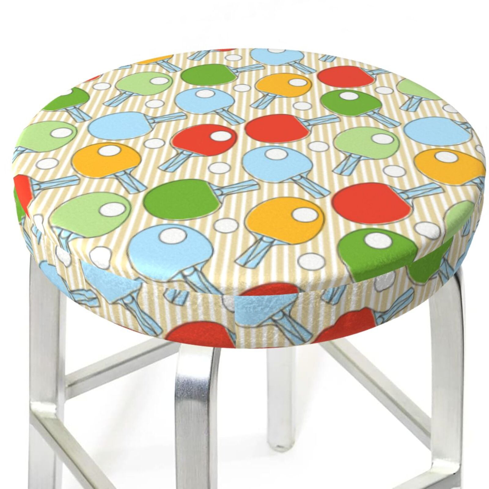 Bar Stool Covers - Colorful Ping Pong Rackets1 Stretch Round Seat ...