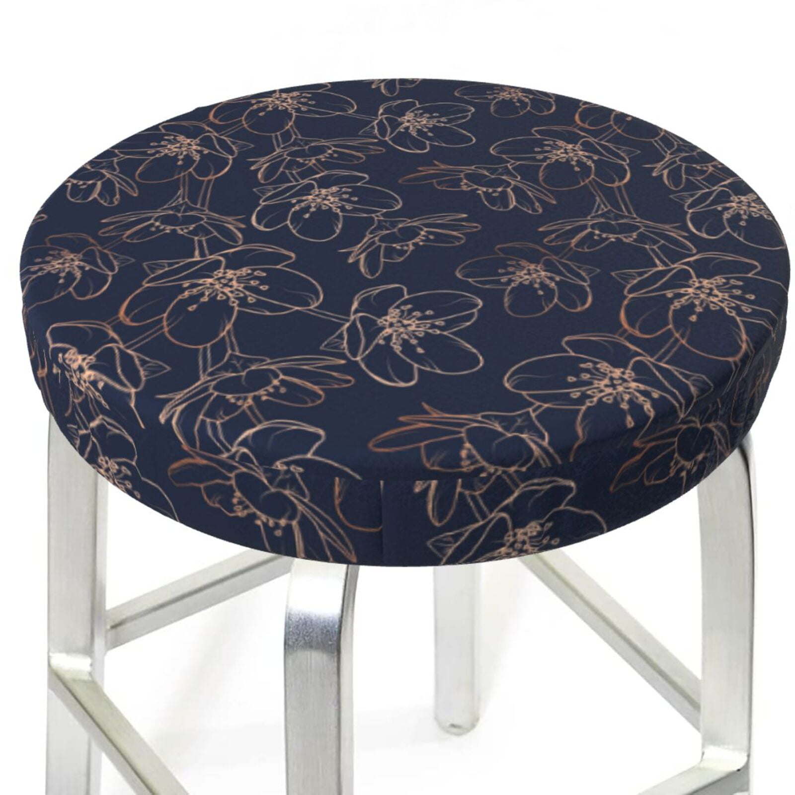 Bar Stool Covers - Copper-Gold Gloss Outline berry Stretch Round Seat ...
