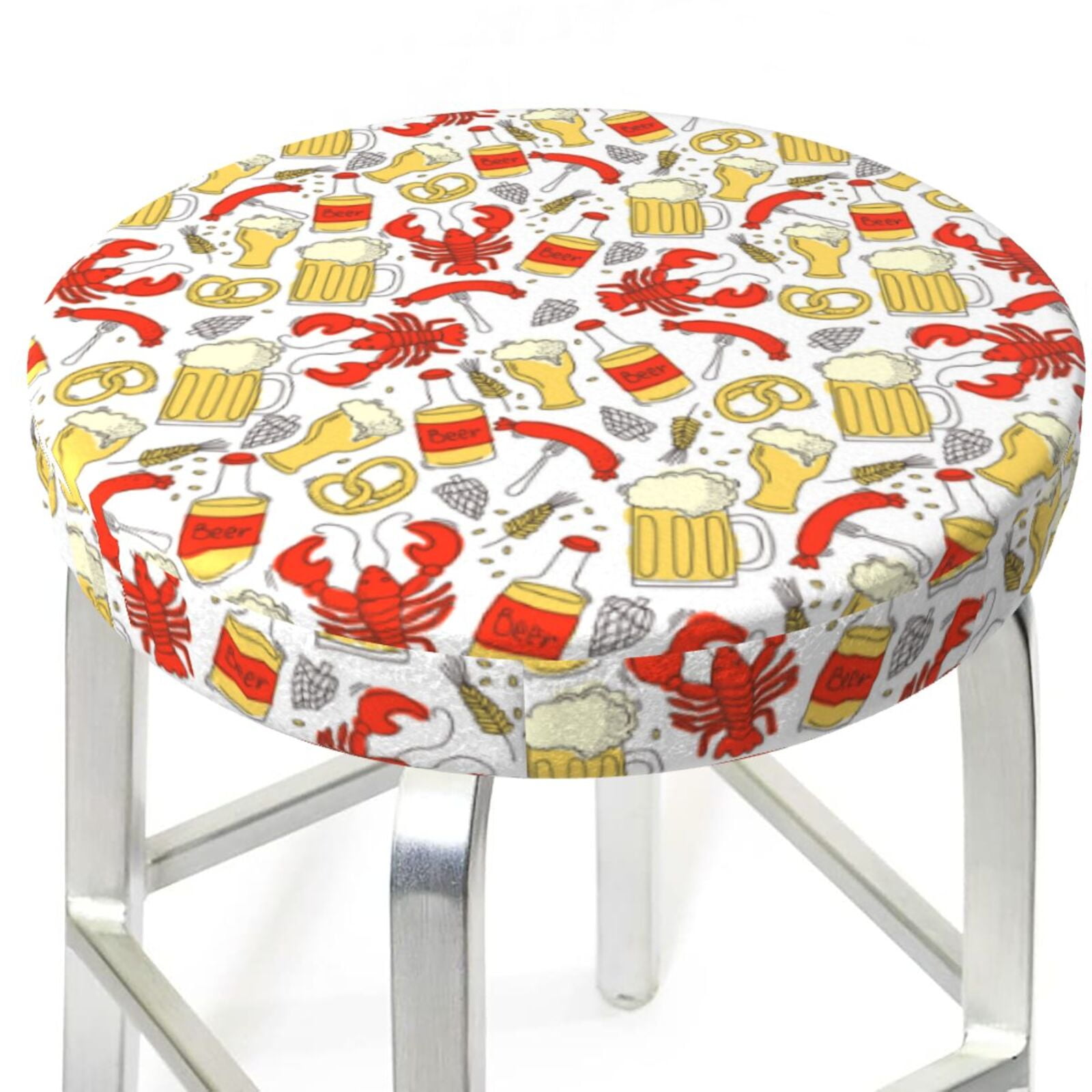 Bar Stool Covers - Crabs And Beer Stretch Round Seat Covers with ...