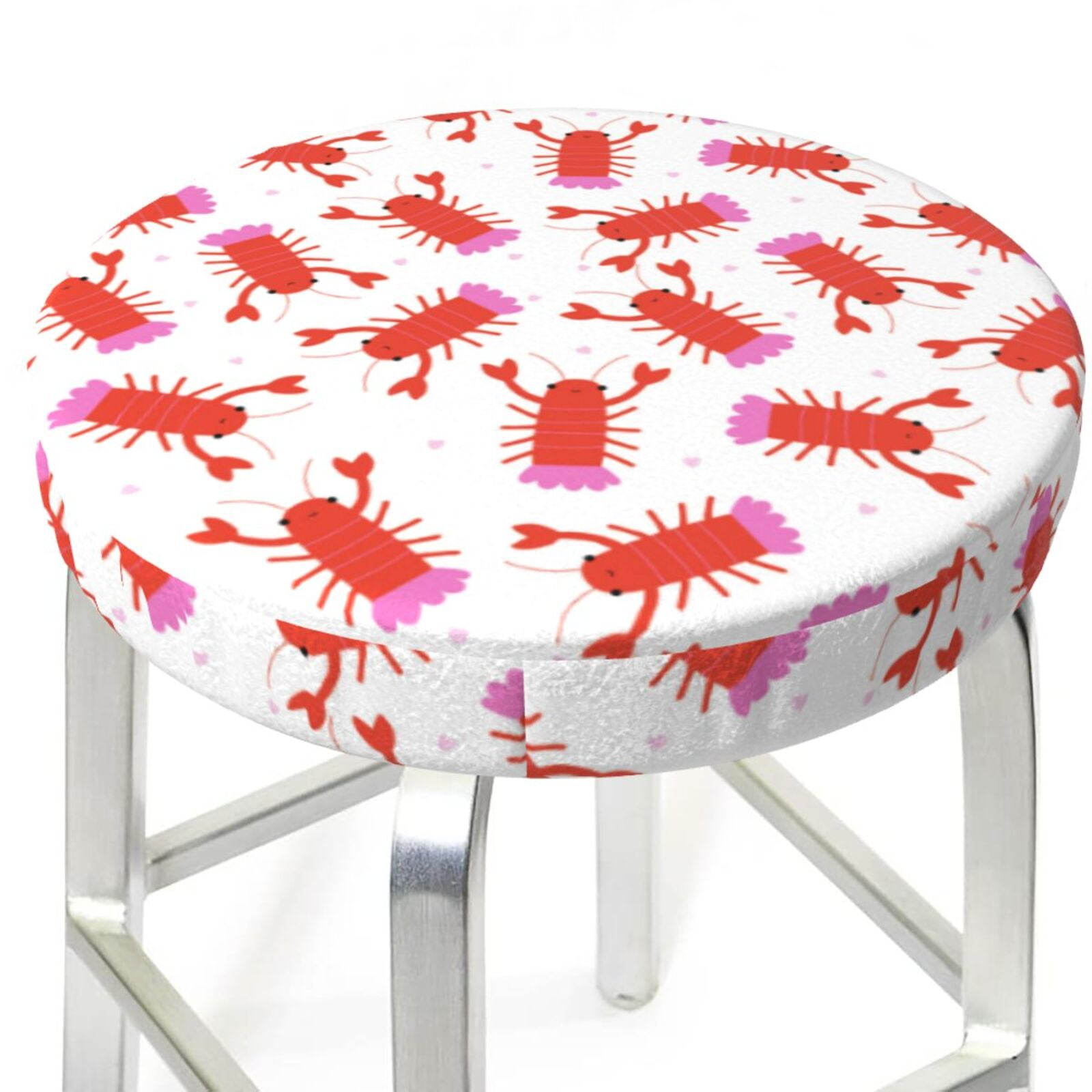 Bar Stool Covers - Crayfish And Hearts Stretch Round Seat Covers with ...