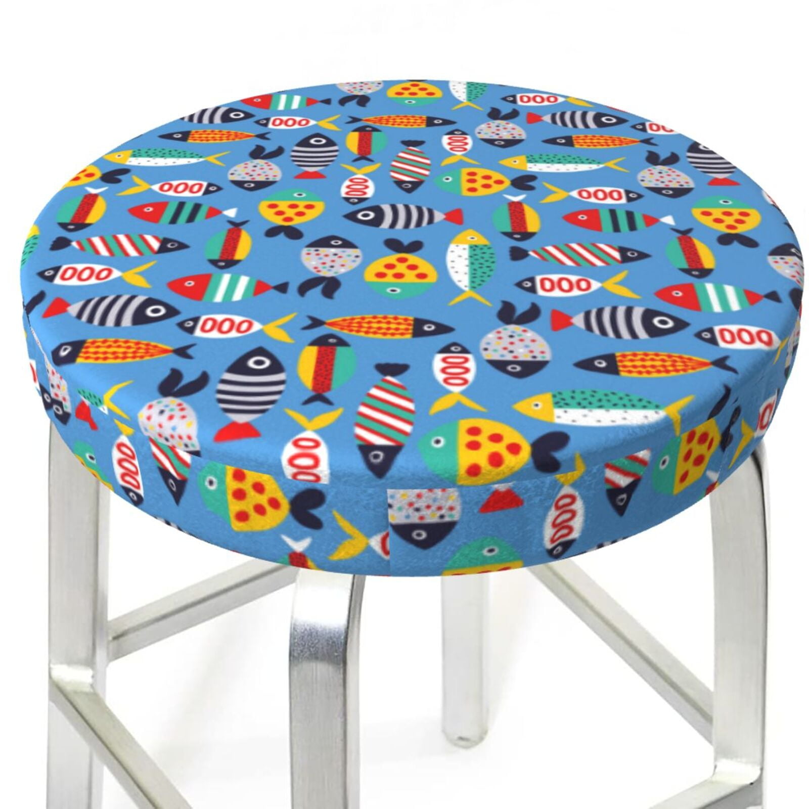 Bar Stool Covers - Cute Flat Fish Stretch Round Seat Covers with ...