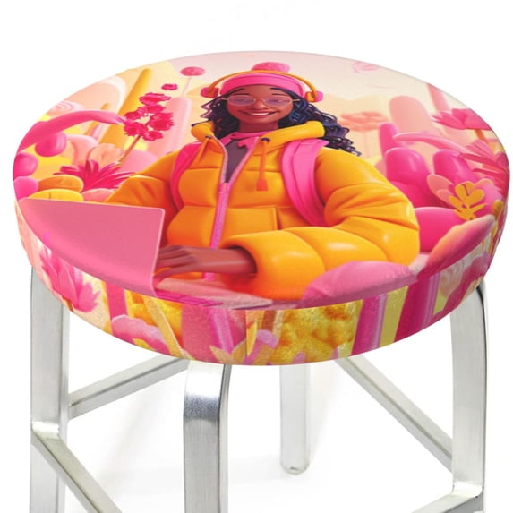 Bar Stool Covers, Digital Nomad Pink Landscape Non-Slip Bar Stool Seat ...