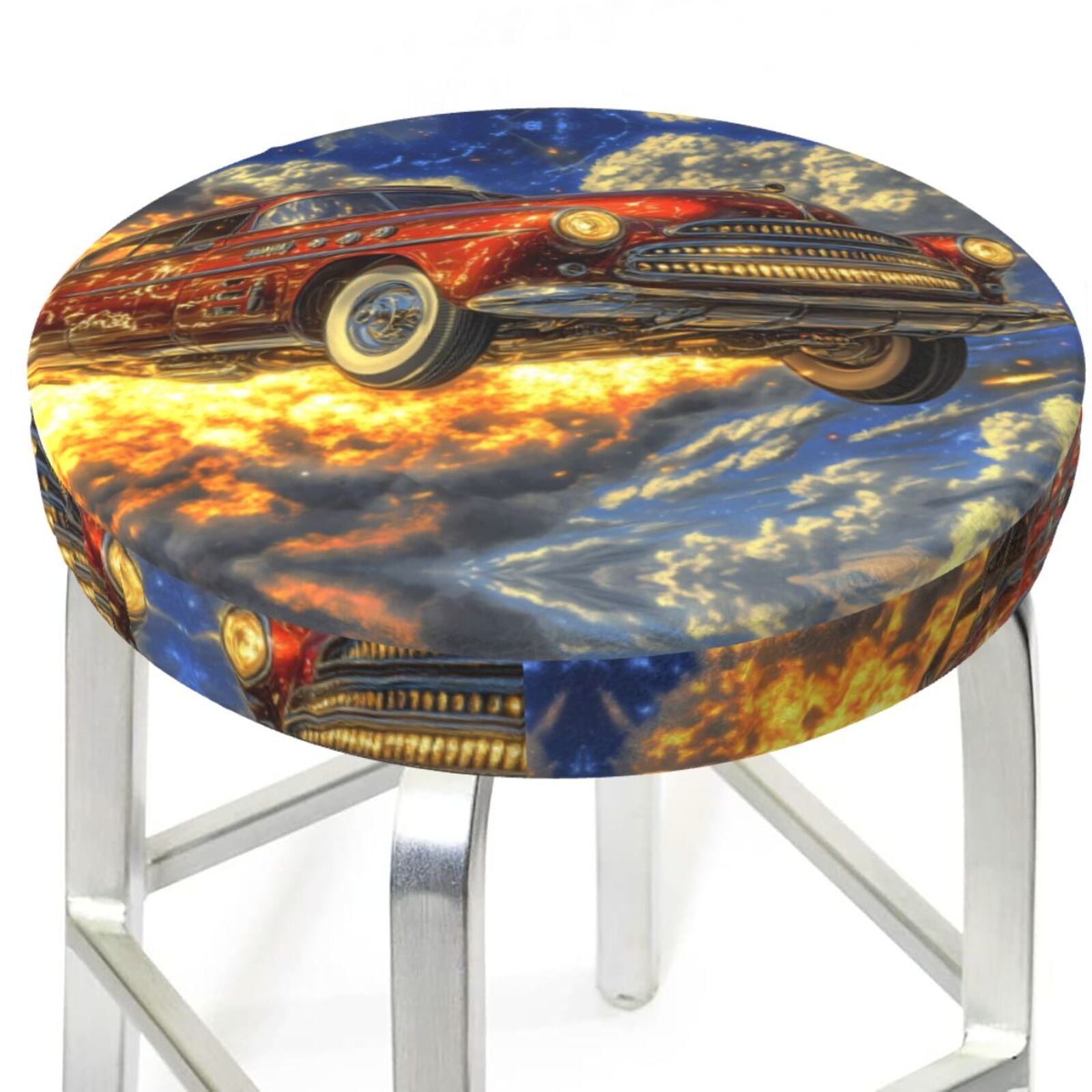 Bar Stool Covers - Exploding Vintage Car Stretch Round Seat Covers with ...