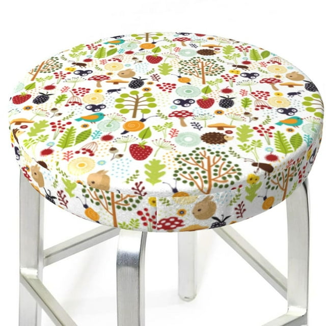 Bar Stool Covers - Fall Animals Stretch Round Seat Covers with Elastic ...