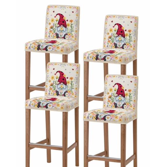 Bar Stool Covers Floral Gnome Bar Chair Cover Set of 4 Stretch Elastic ...