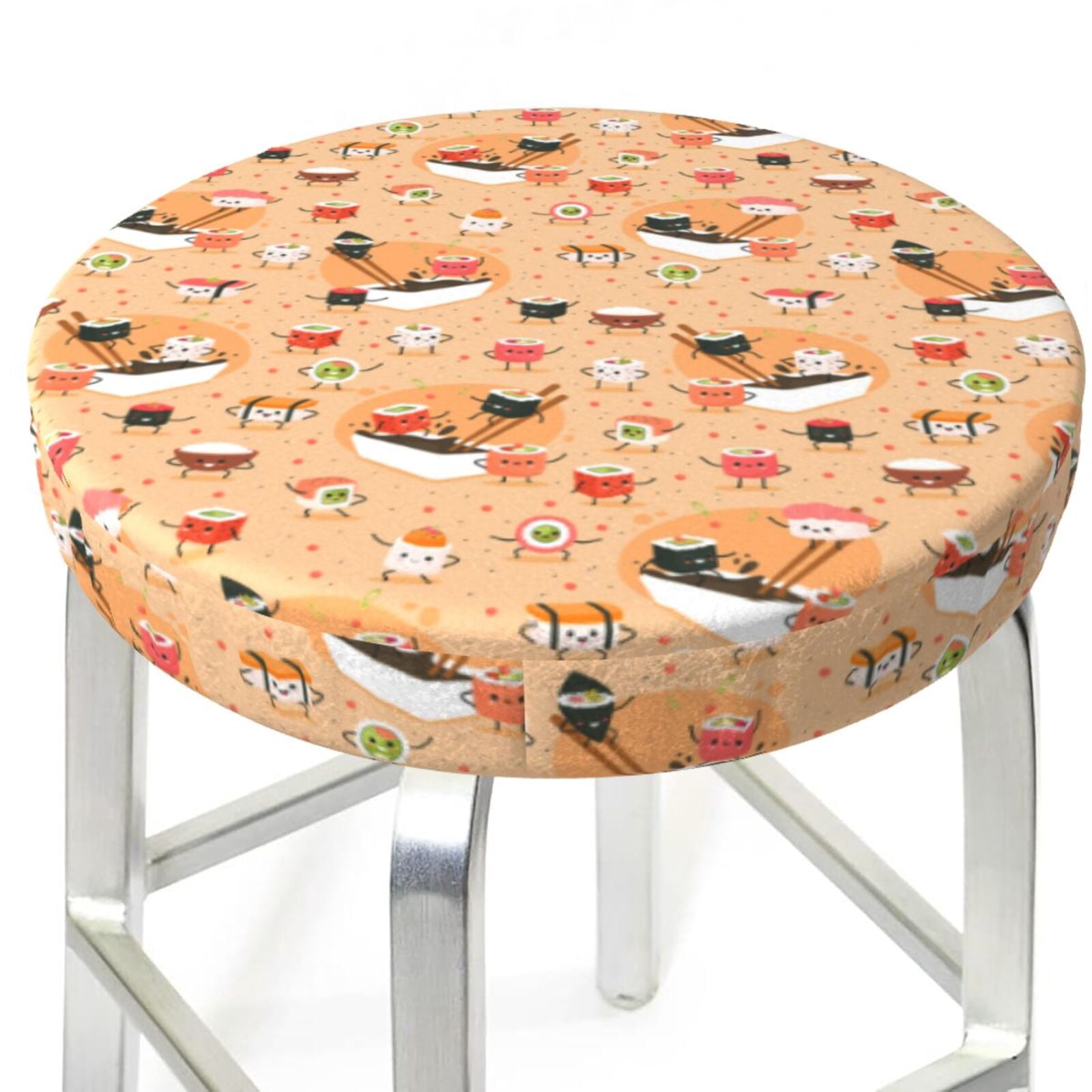 Bar Stool Covers - Funny Sushi Stretch Round Seat Covers with Elastic ...