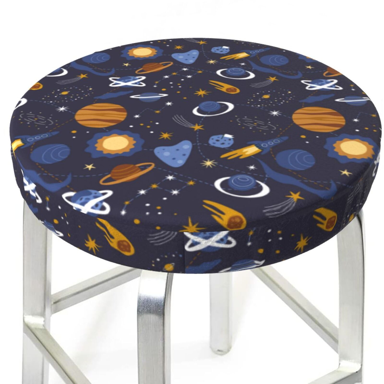Bar Stool Covers - Galaxy Stretch Round Seat Covers with Elastic Bands ...