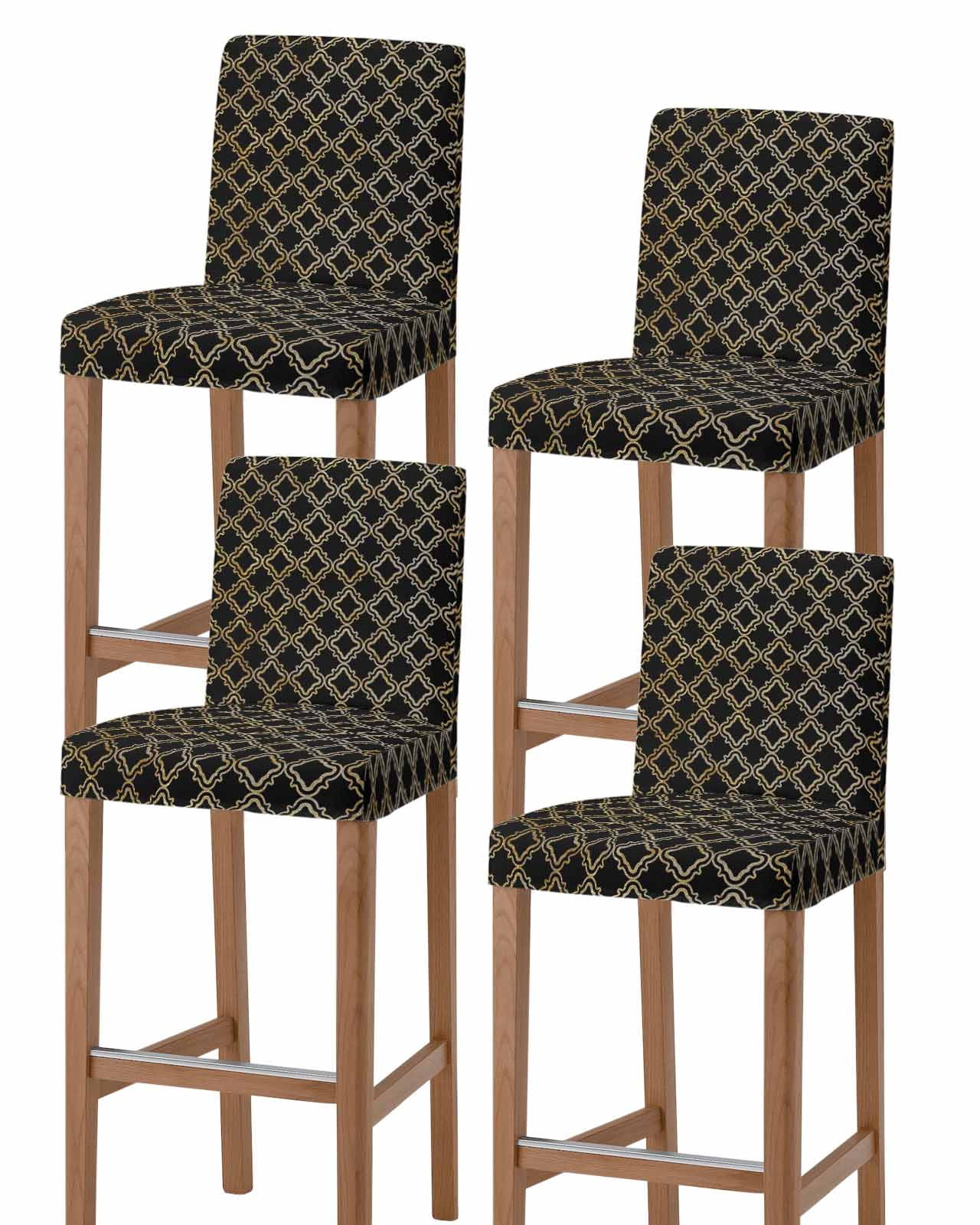 Bar Stool Covers Geometric Lines Bar Chair Cover Set of 4 Stretch ...