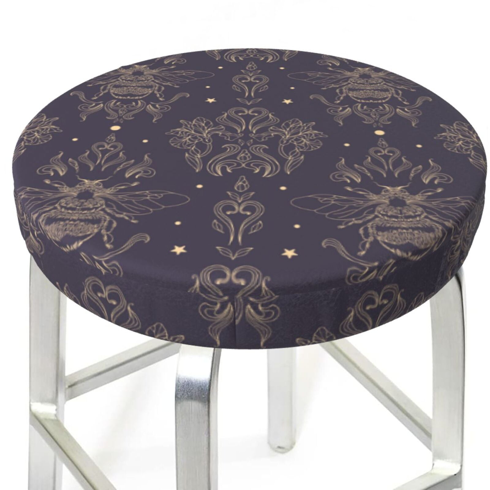 Bar Stool Covers - Golden Bumblebee Stretch Round Seat Covers with ...