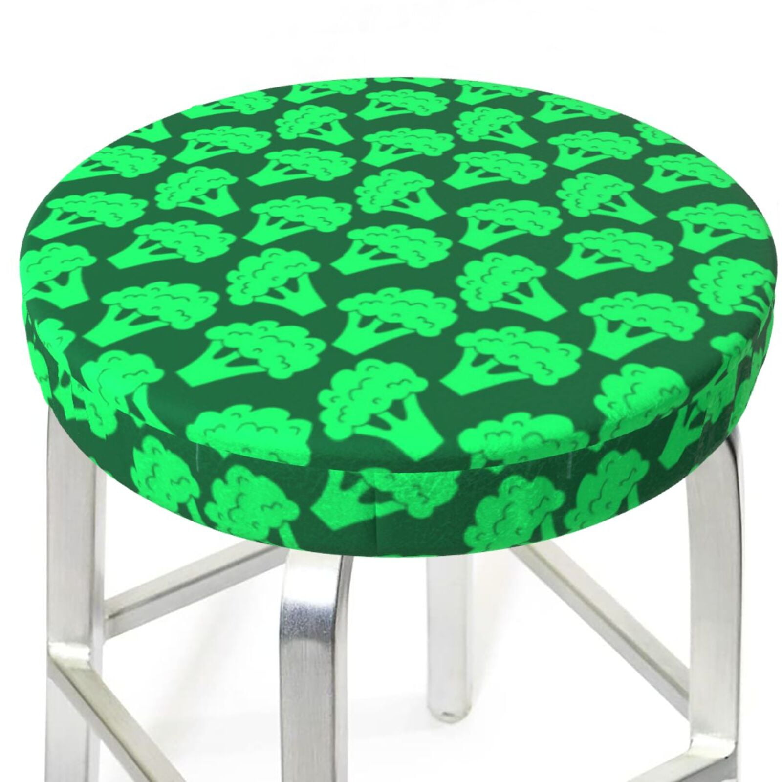 Bar Stool Covers - Green Broccoli Stretch Round Seat Covers with ...