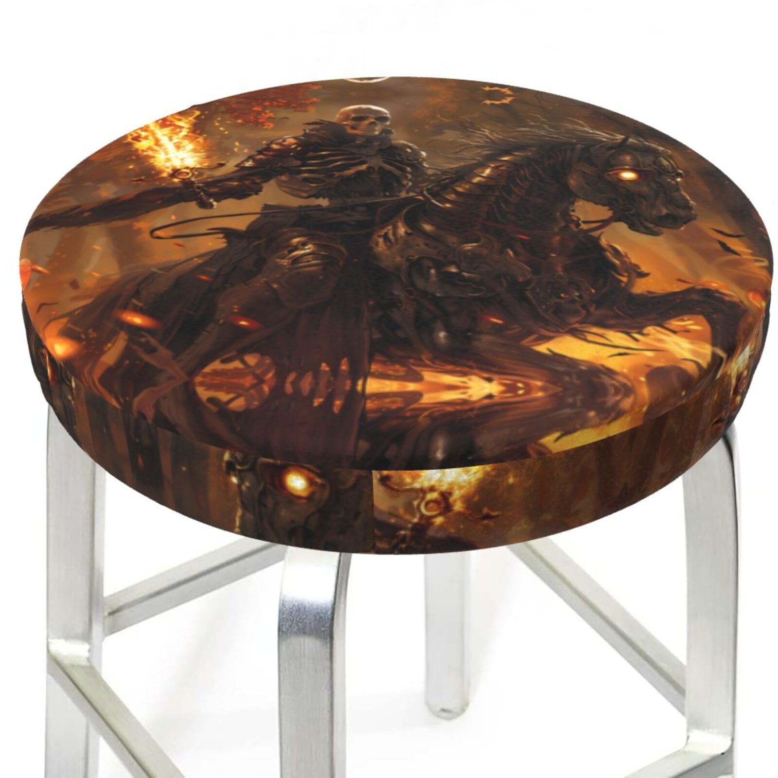 Bar Stool Covers - Halloween Cool Skeleton Knight Stretch Round Seat ...