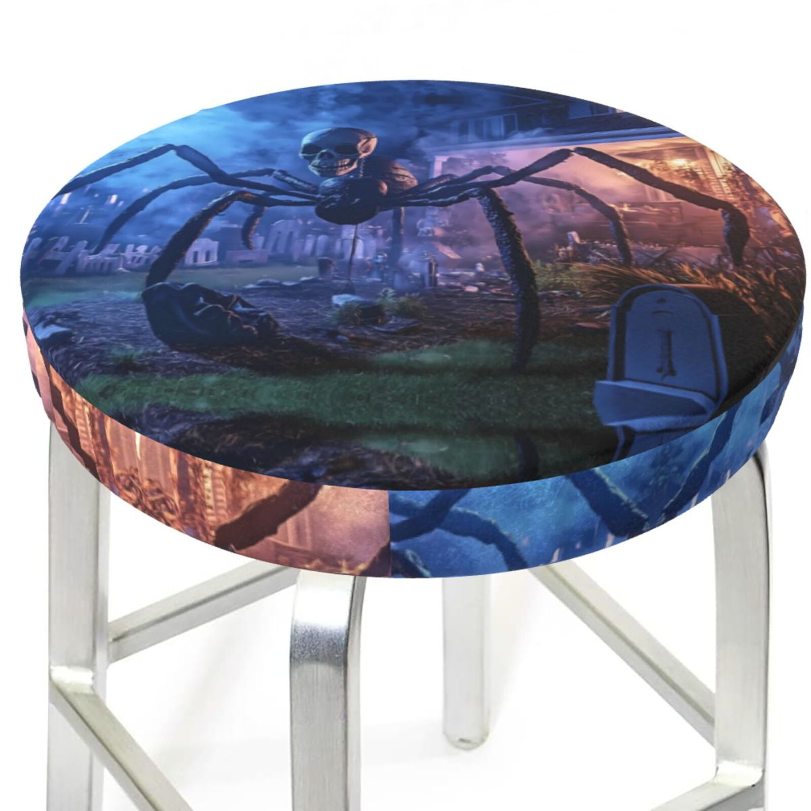 Bar Stool Covers, Halloween Skeleton Spider Tombstone Non-Slip Bar ...