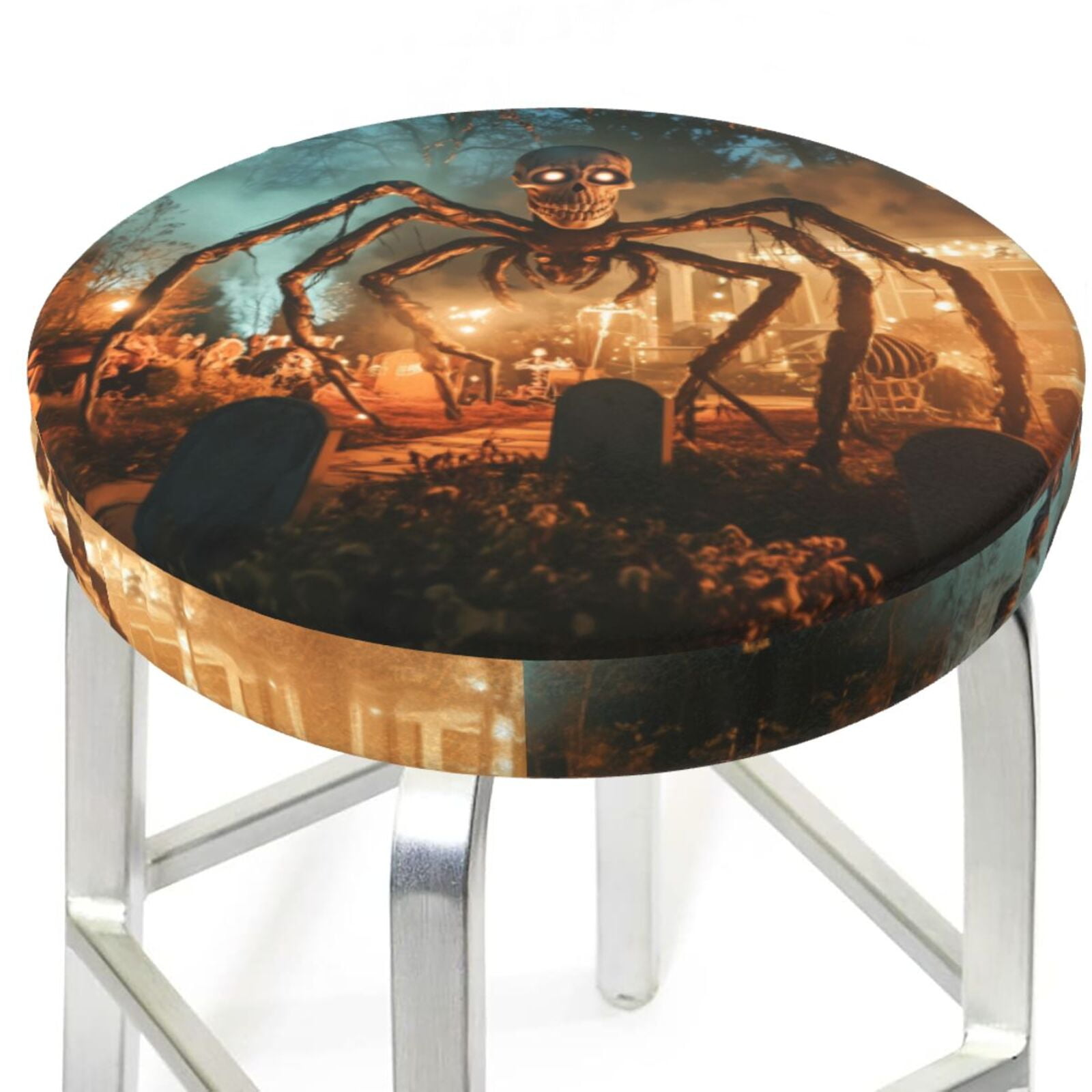 Bar Stool Covers - Halloween Spider Skull Monster Stretch Round Seat ...