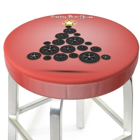 Bar Stool Covers - Happy New Year3 Stretch Round Seat Covers with ...