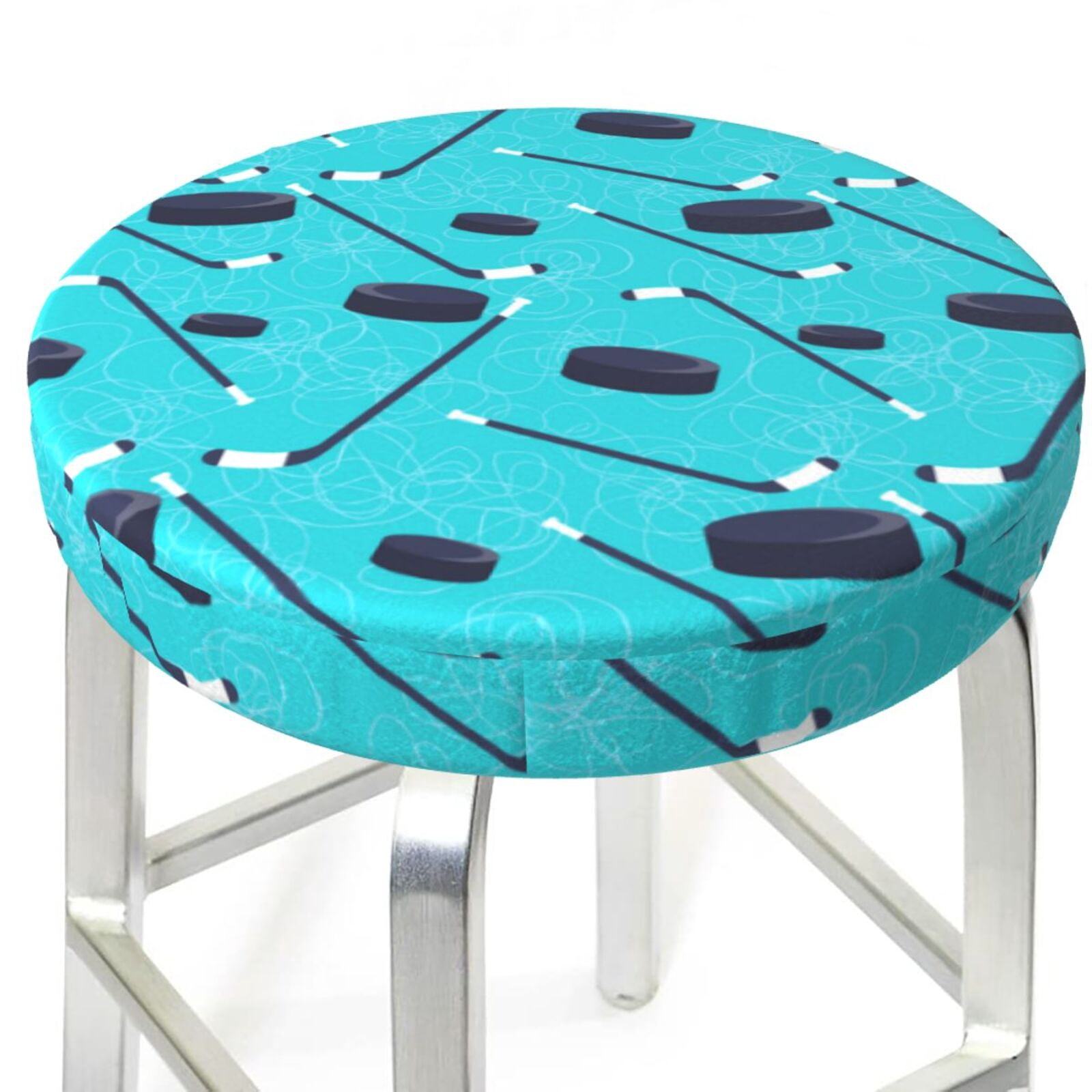 Bar Stool Covers - Hockey stick blue cute Stretch Round Seat Covers ...