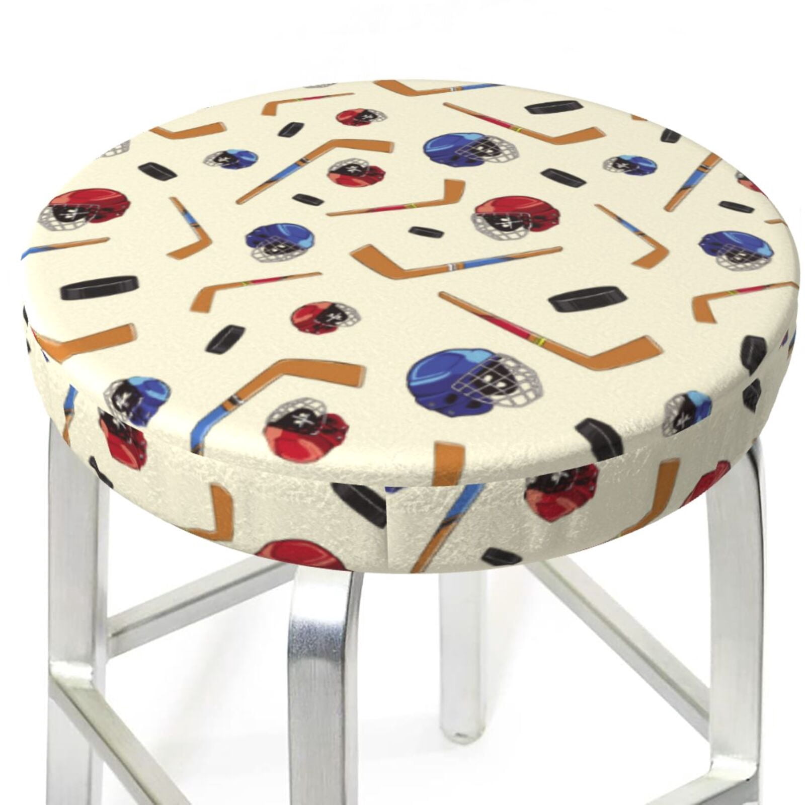 Bar Stool Covers - Hockey stick helmet cool Stretch Round Seat Covers ...