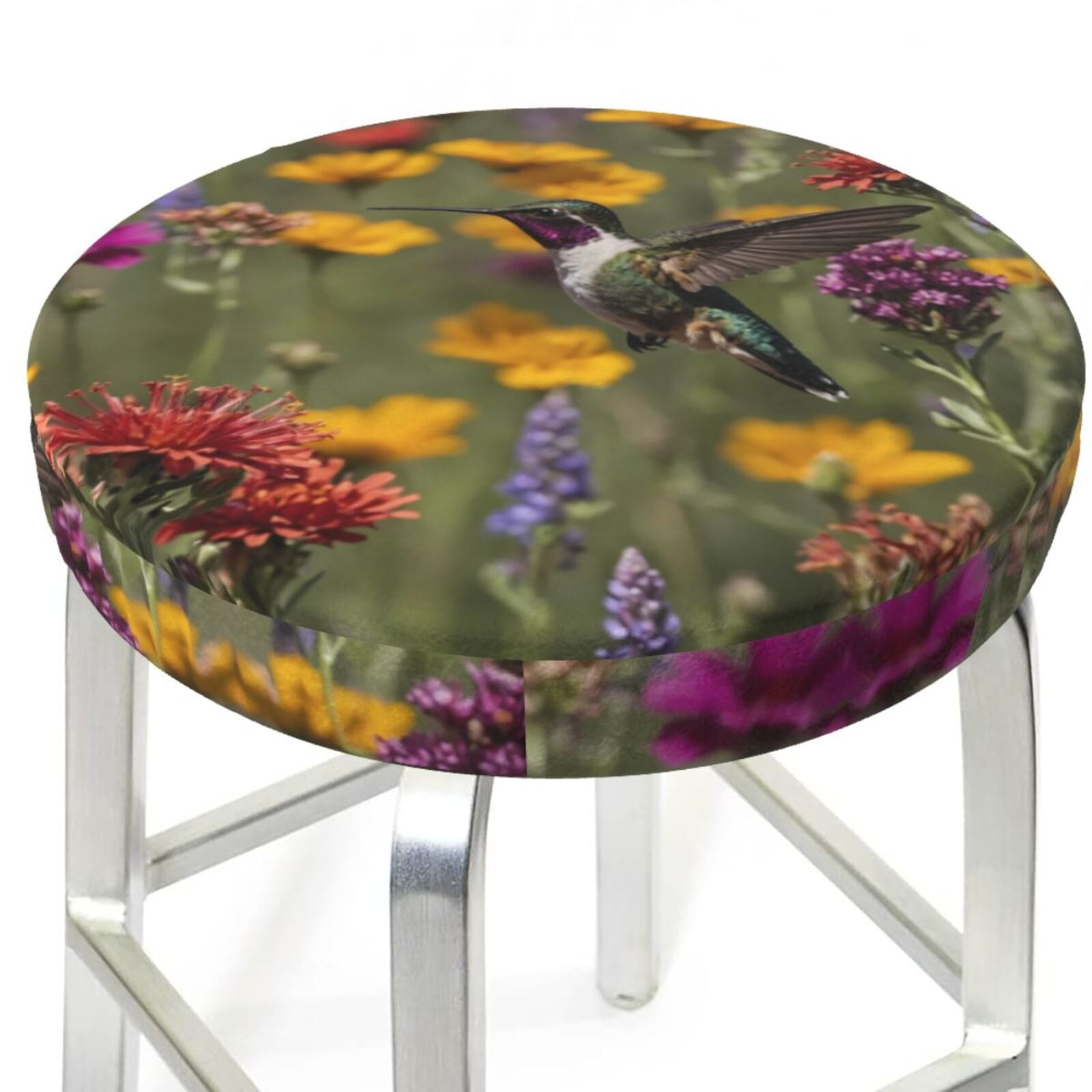 Bar Stool Covers - Humming Bird Stretch Round Seat Covers with Elastic ...