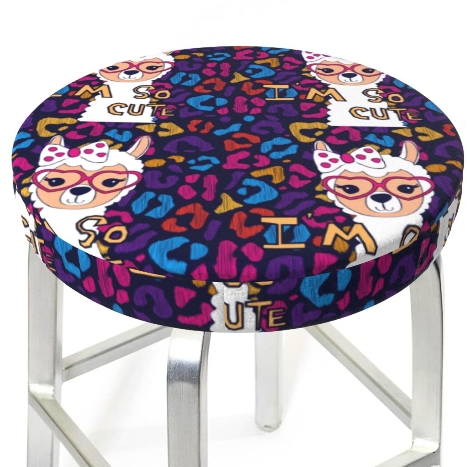 Bar Stool Covers - Llama Alpaca Stretch Round Seat Covers with Elastic ...