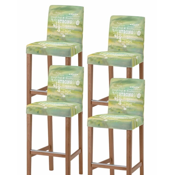 Bar Stool Covers Love Text Bar Chair Cover Set of 4 Stretch Elastic ...