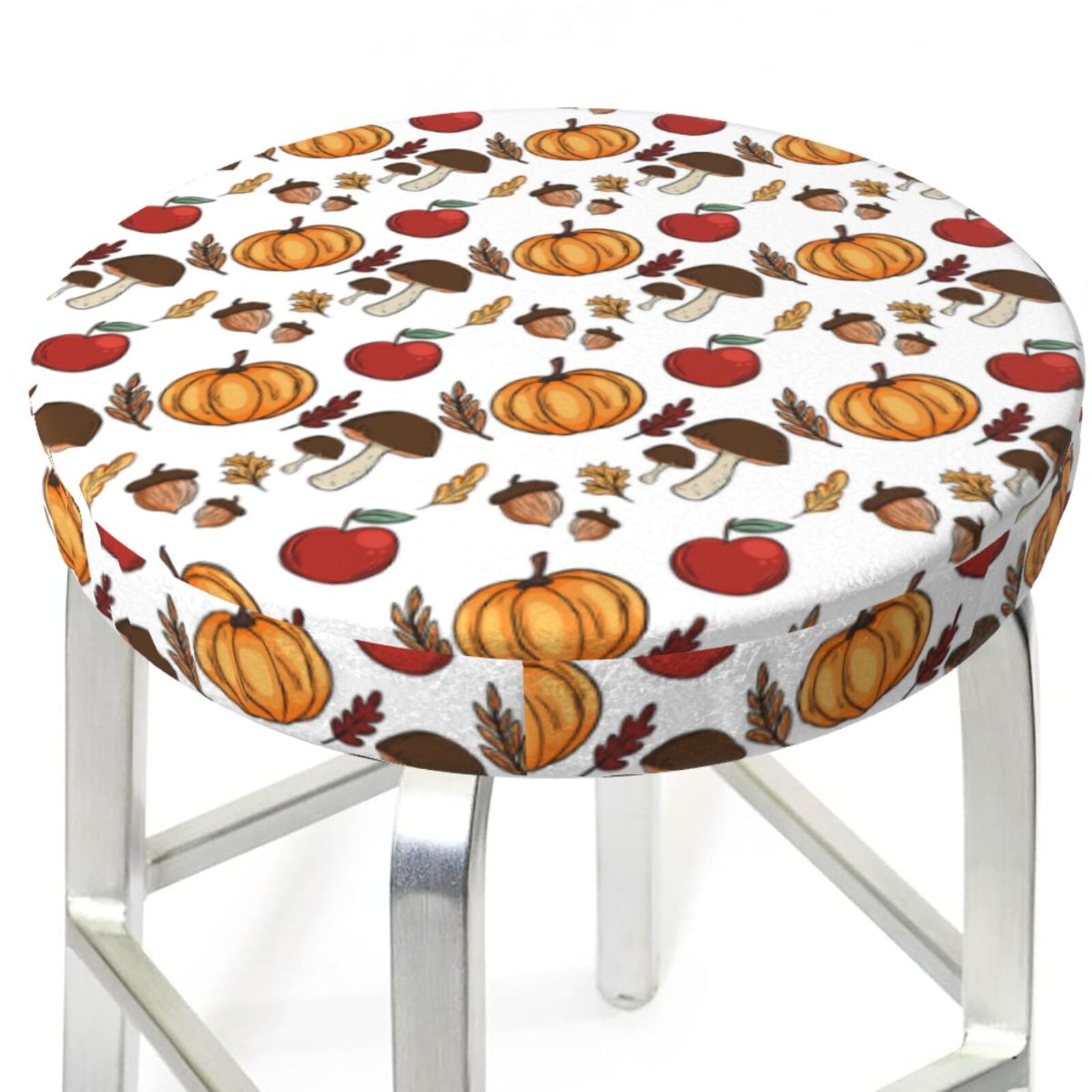 Bar Stool Covers - Maple leaf nut Mushroom Stretch Round Seat Covers ...
