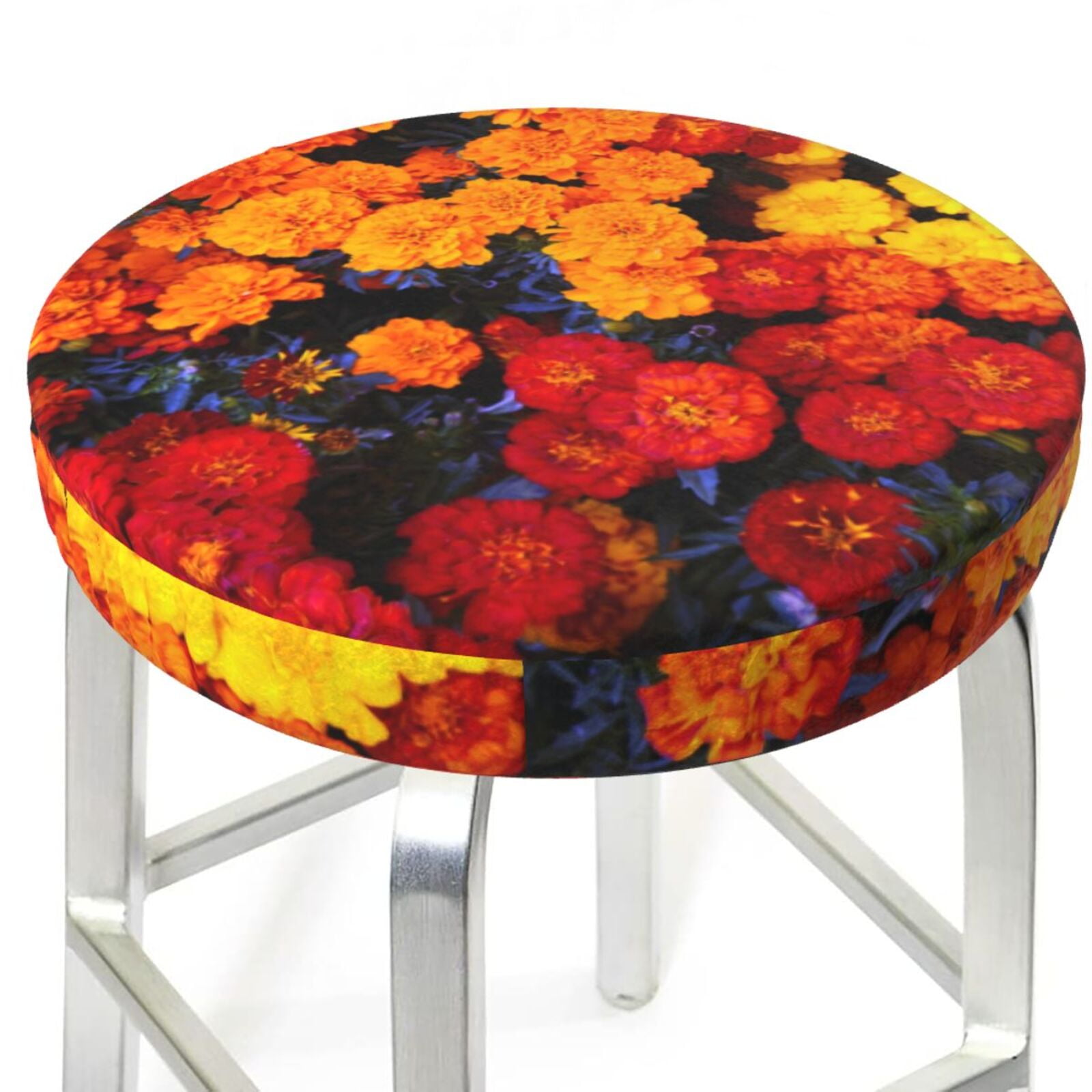 Bar Stool Covers - Marigold Flowers In Different Colors Stretch Round ...