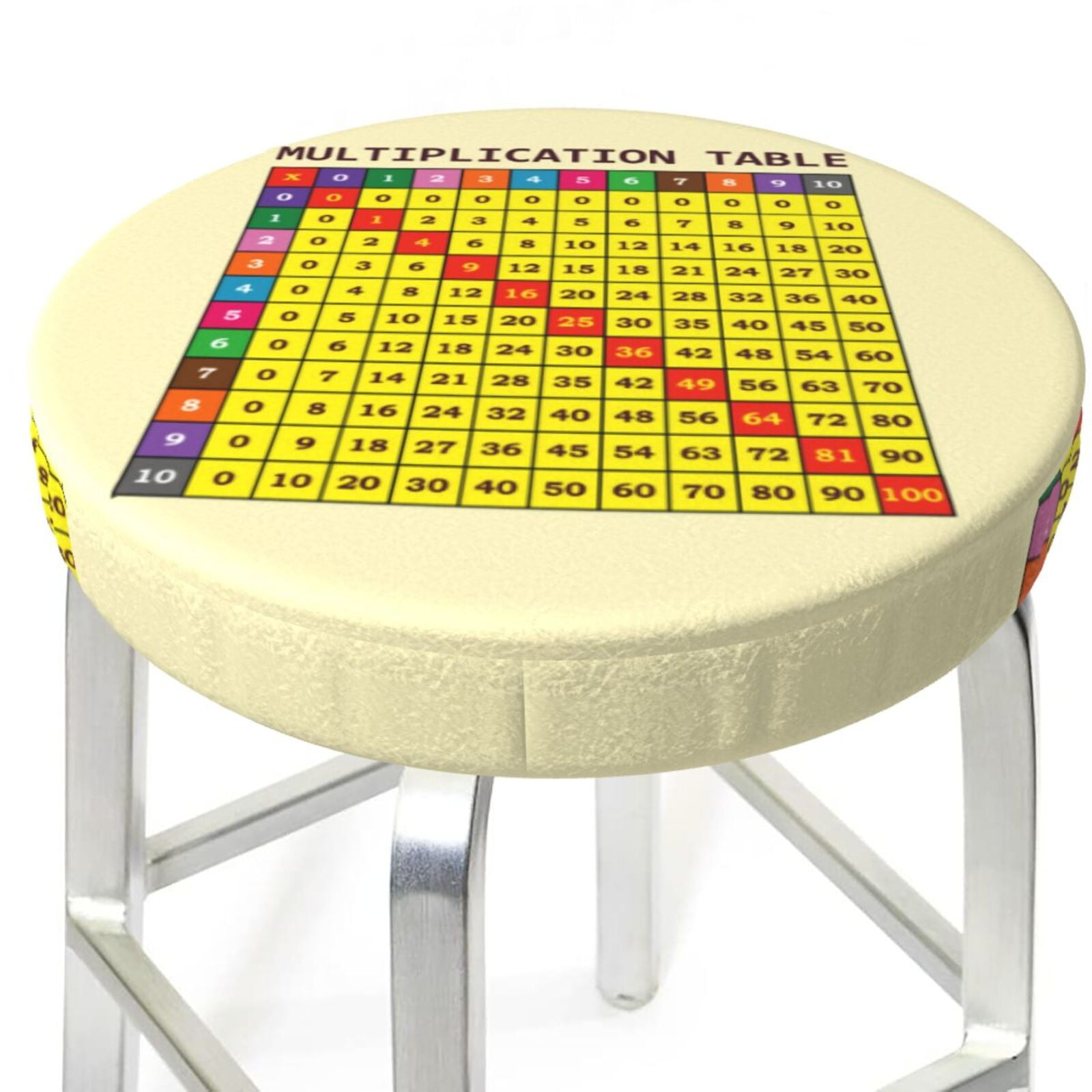 Bar Stool Covers - Multiplication Table2 Stretch Round Seat Covers with ...