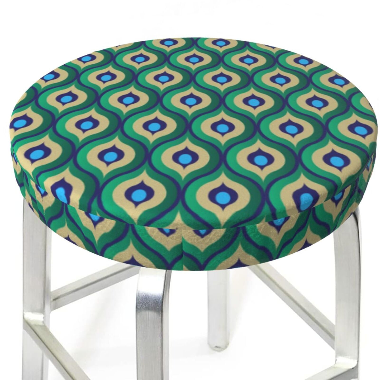 Bar Stool Covers - Peacock'S Tail Stretch Round Seat Covers with ...