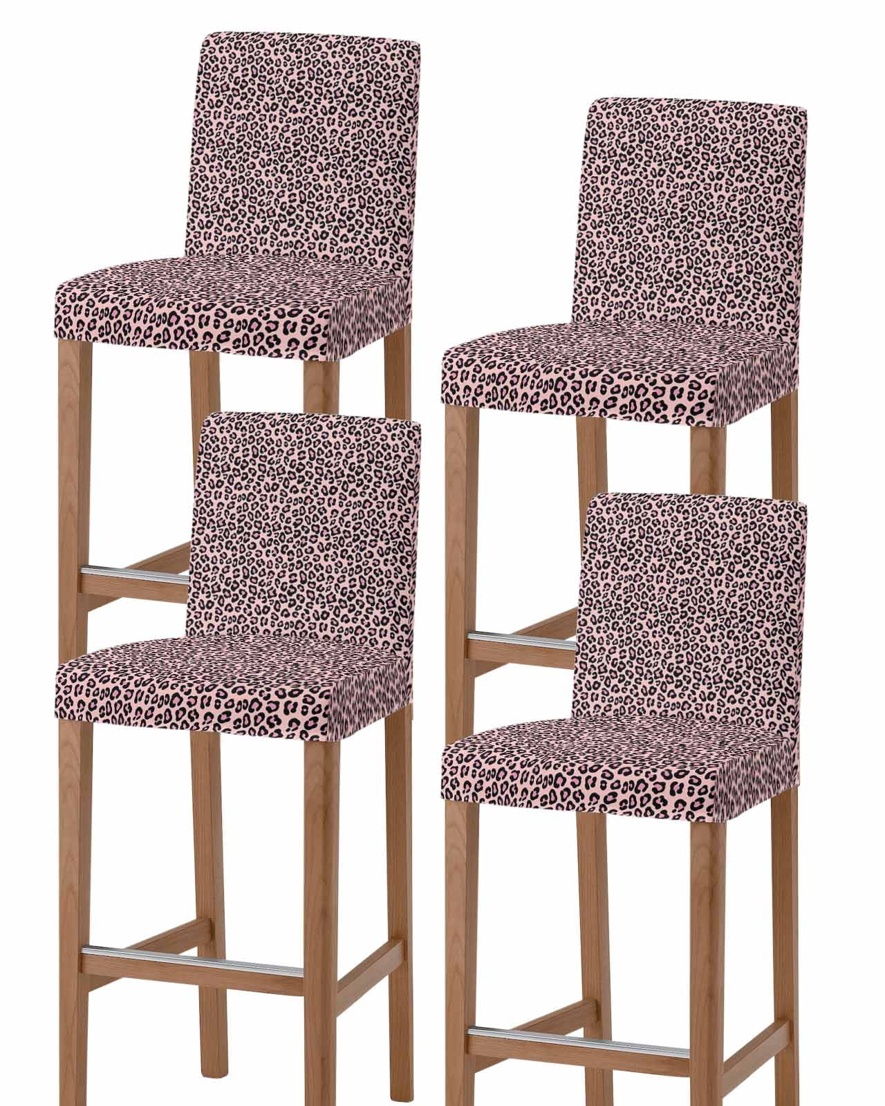 Bar Stool Covers Pink Leopard Print Bar Chair Cover Set of 4 Stretch ...