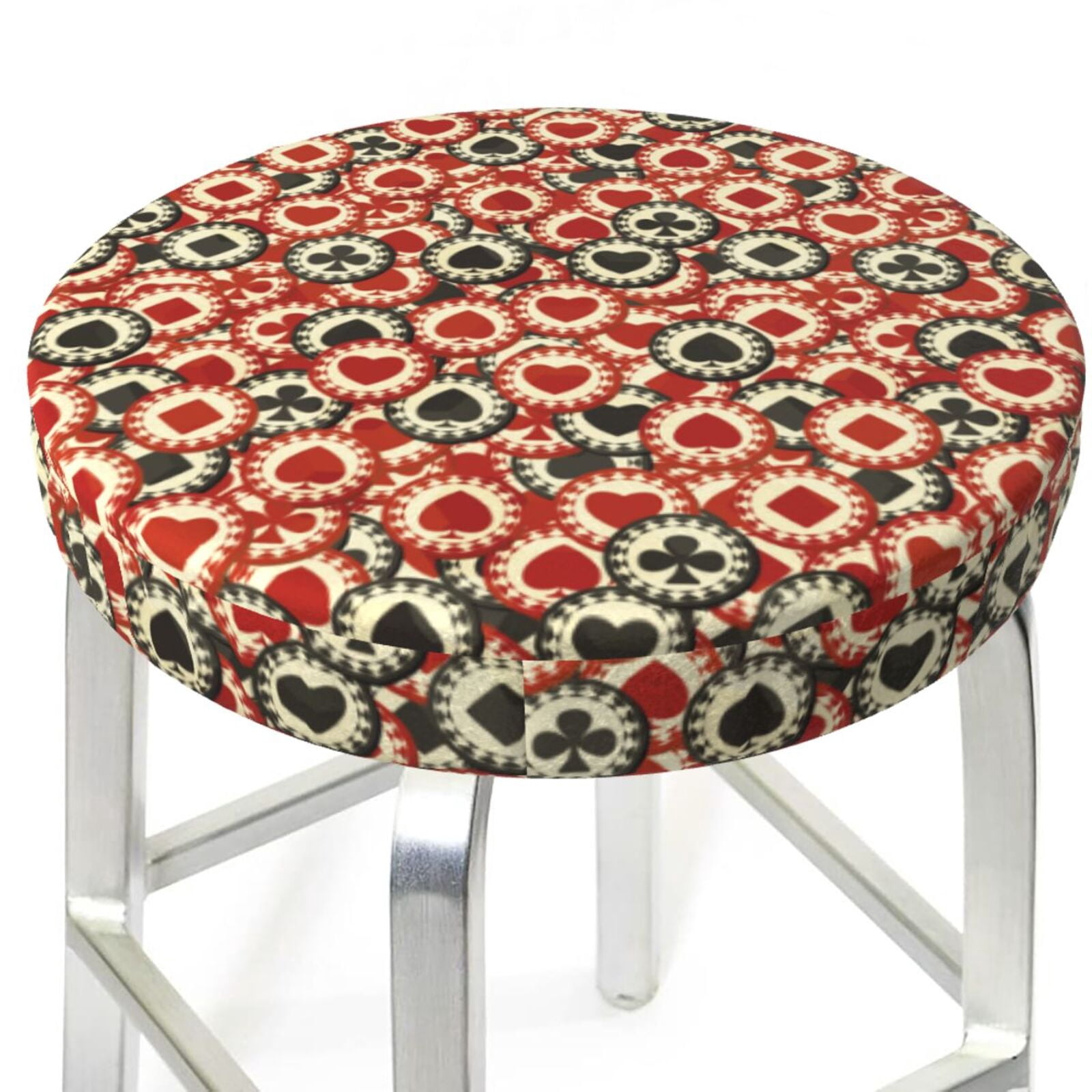 Bar Stool Covers - Poker Chips Stretch Round Seat Covers with Elastic ...