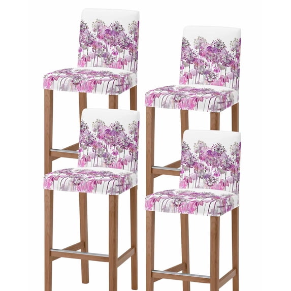 Bar Stool Covers Purple Dandelion Bar Chair Cover Set of 4 Stretch ...