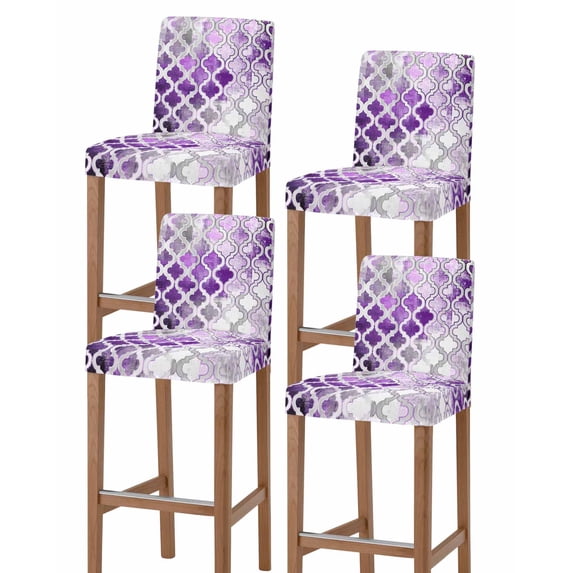 Bar Stool Covers Purple Morocco Pattern Bar Chair Cover Set of 4 ...