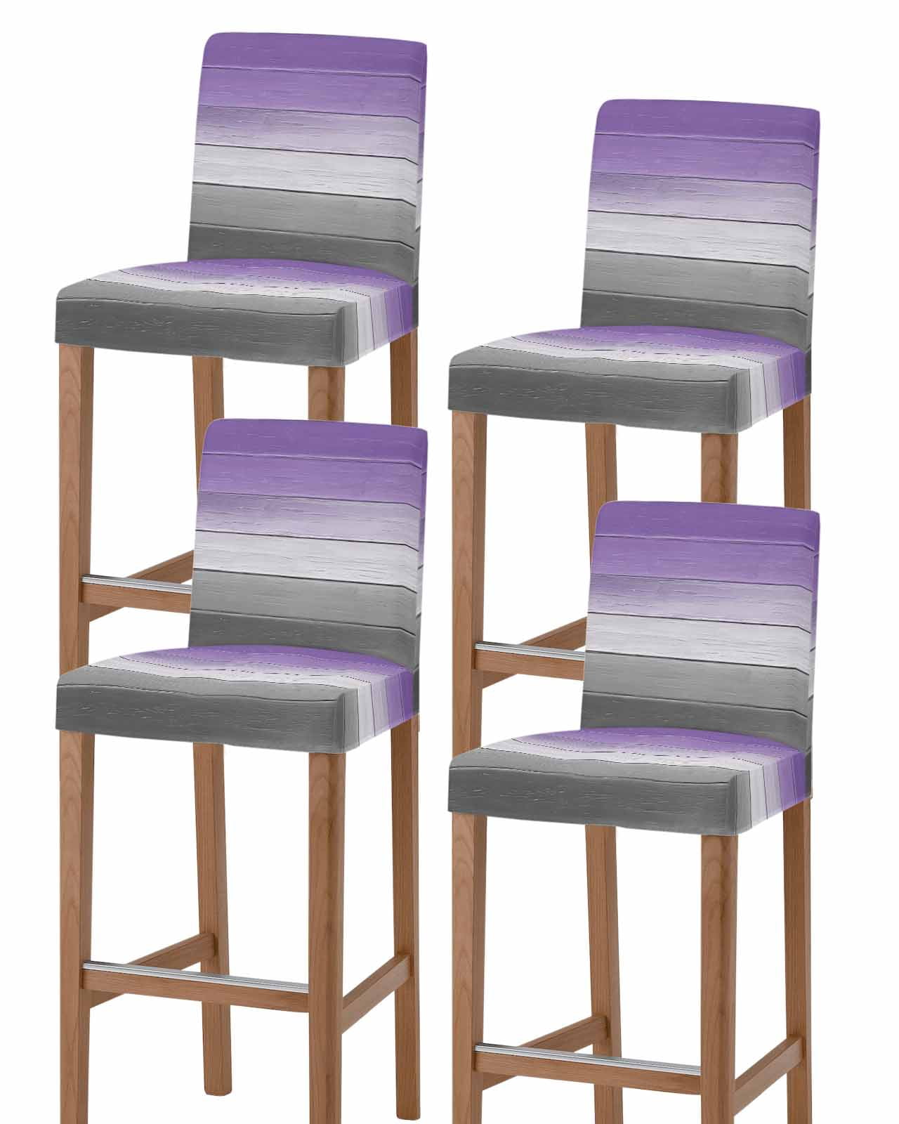 Bar Stool Covers Purple Wood Grain Bar Chair Cover Set of 4 Stretch ...
