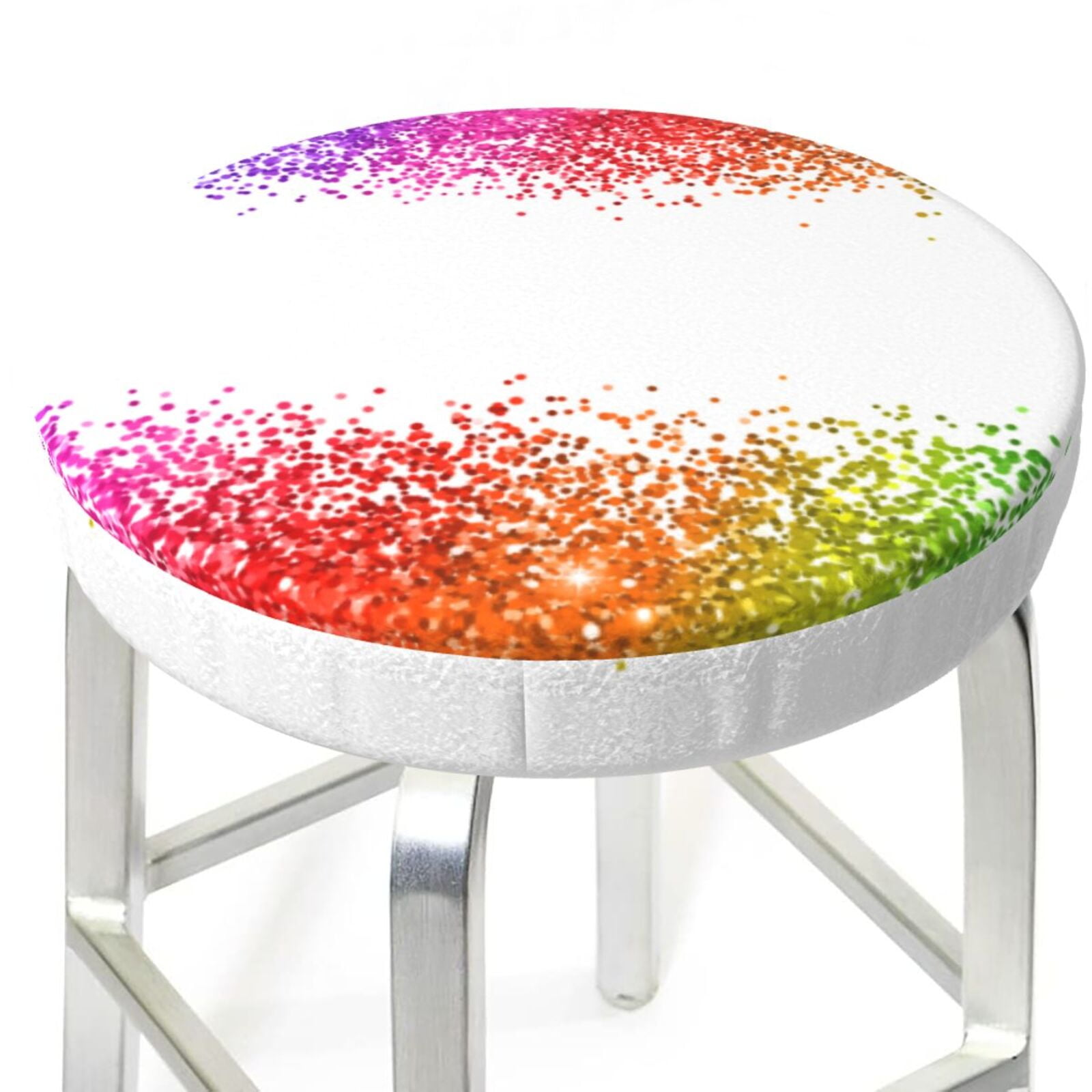 Bar Stool Covers - Rainbow Glitter Frame Stretch Round Seat Covers with ...