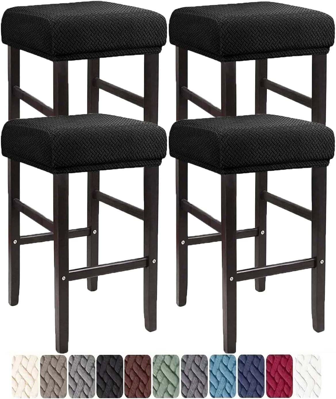 Bar Stool Covers Rectangle Set of 4/2/1 Saddle Slipcover Cushion ...