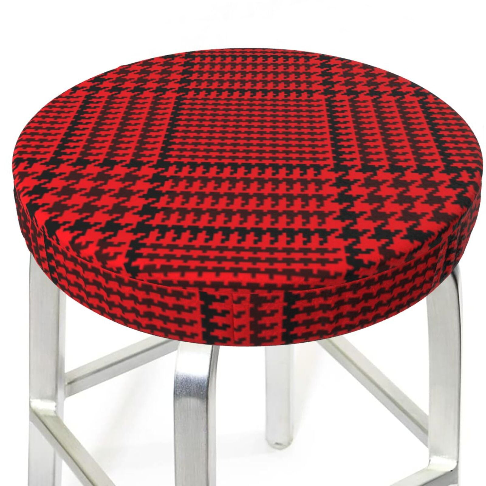 Bar Stool Covers, Red Black Houndstooth Non-Slip Bar Stool Seat Covers ...