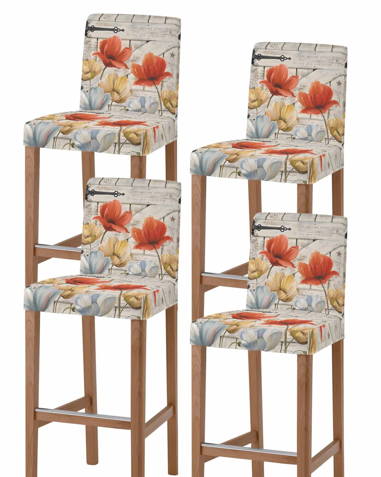 Bar Stool Covers Red Tulip Bar Chair Cover Set of 4 Stretch Elastic ...