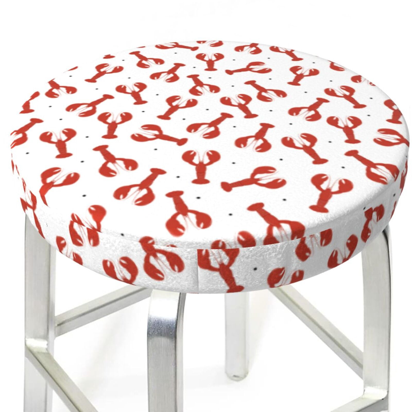 Bar Stool Covers - Red lobsters polka dot Stretch Round Seat Covers ...
